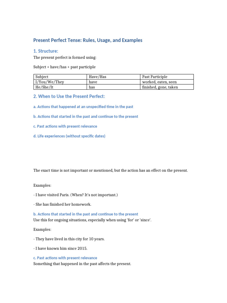 Present_Perfect_Explanation | PDF | Perfect (Grammar) | Syntax