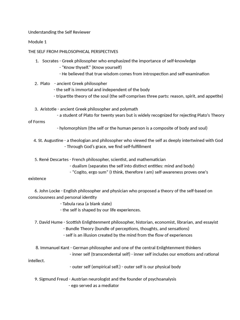 Understanding The Self Reviewer | PDF | Philosophy Of Self | Soul
