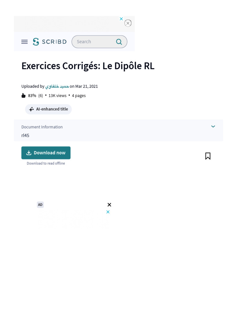 Exercices Corrigés - Le Dipôle RL - PDF - Tension Électrique - Résistance (Électricité) | PDF