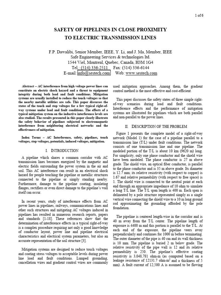 Safety of Pipelines Proximity Transmission Lines | PDF | Electric Power Transmission ...