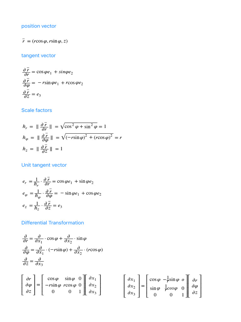 Cylindrical coordinate | PDF | Algebra | Geometry