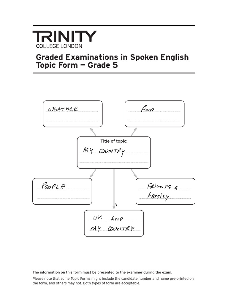 GESE Grade 5 Topic Form | PDF
