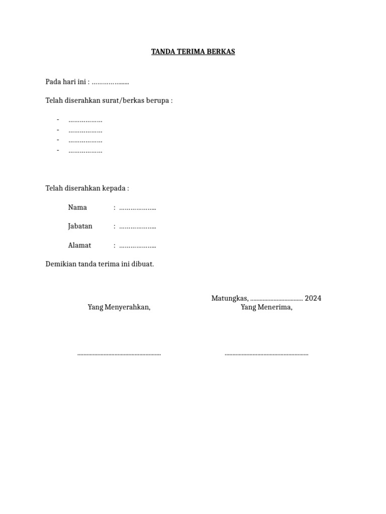 Tanda Terima Berkas Resmi 2024 | PDF
