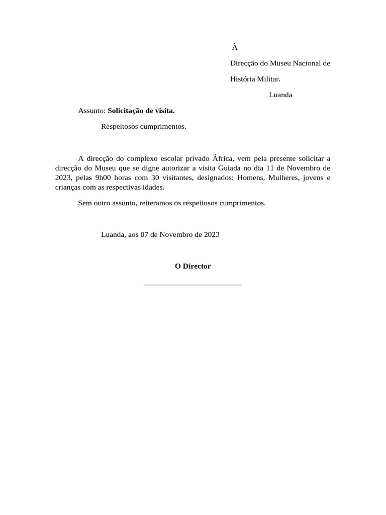 Modelo De De Oficio De Solicitacao De Visita Unamed/modelo De Oficio De ...