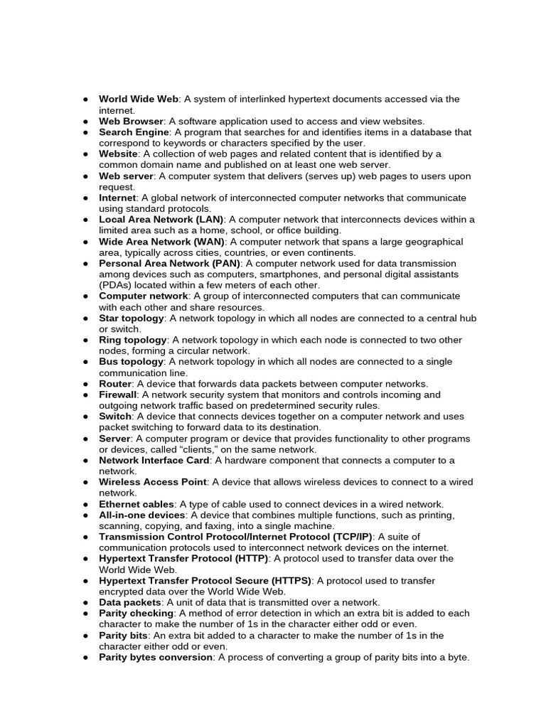 ICT Definitions | PDF | Computer Network | World Wide Web
