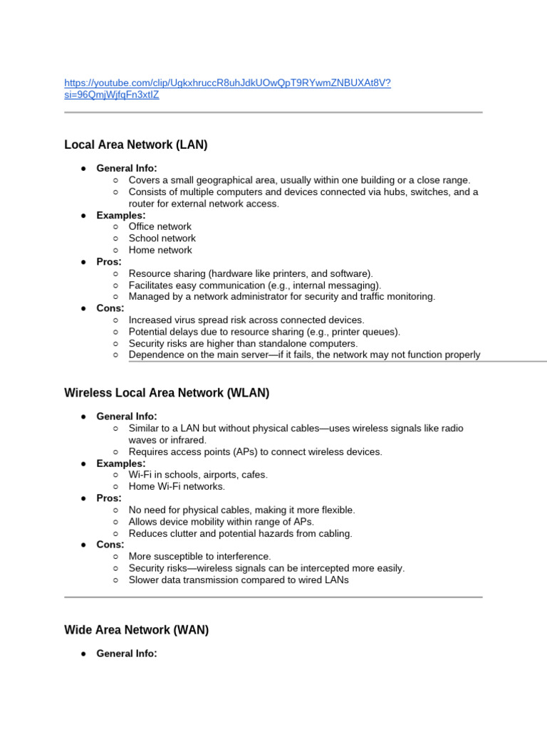 LAN, WLAN, and WAN Explained | PDF | Computer Network | Local Area Network