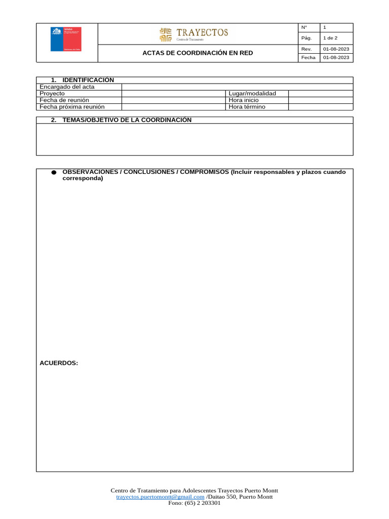 Formato de Actas Coordinacion en Red | PDF