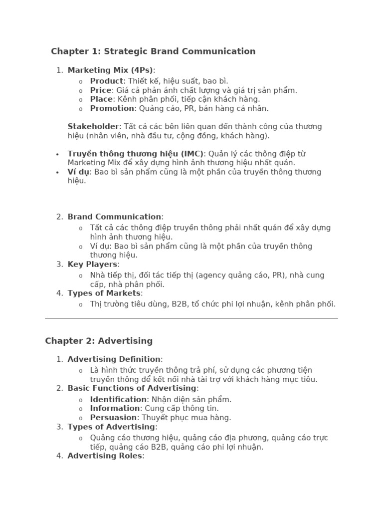 Chapter 1: Strategic Brand Communication: o o o o | PDF