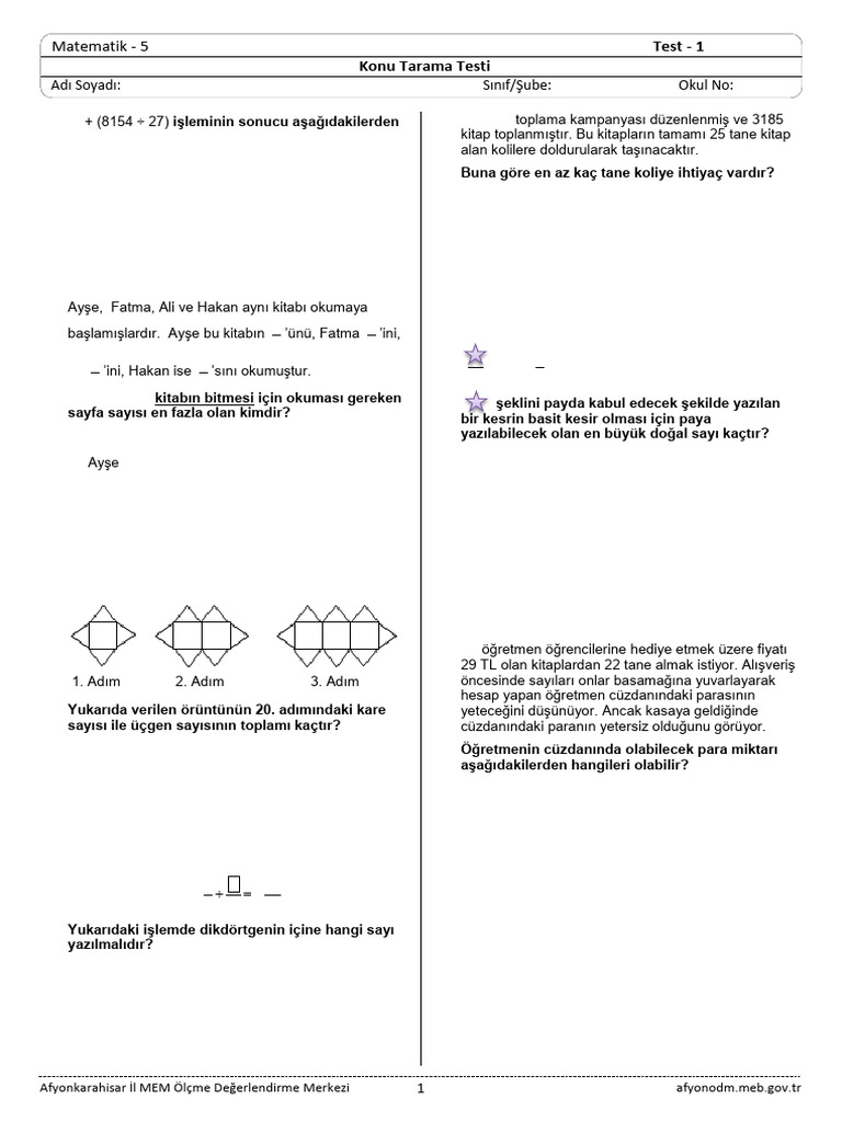 Matematik 5 KTT 1 | PDF