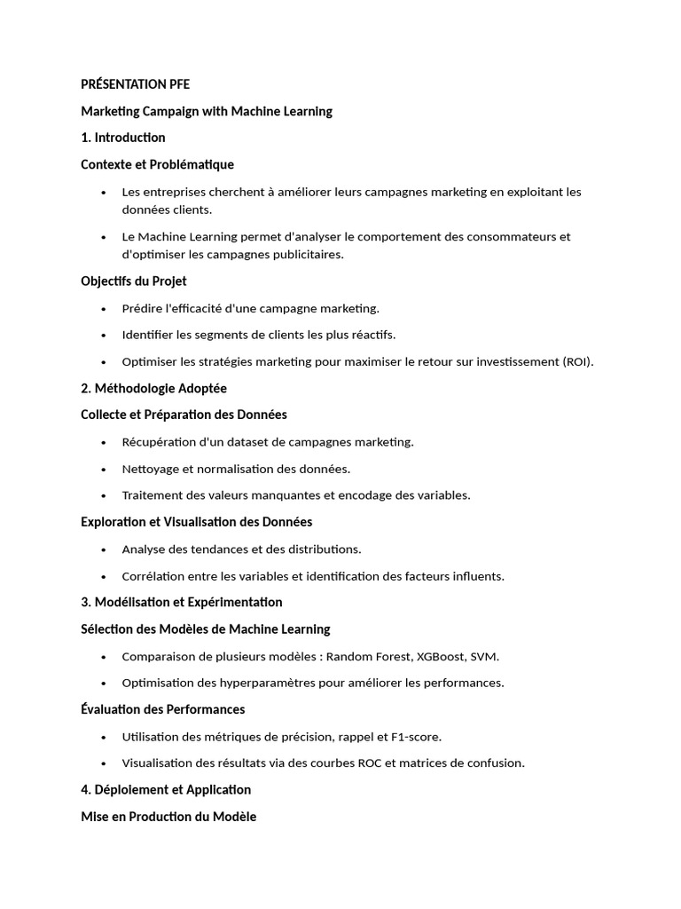 Presentation Pfe | PDF | Apprentissage automatique | Commercialisation