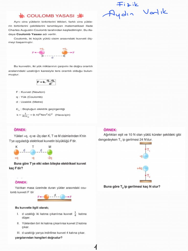 Elektriksel Kuvvet-Elektriksel Alan 220923 235422 | PDF