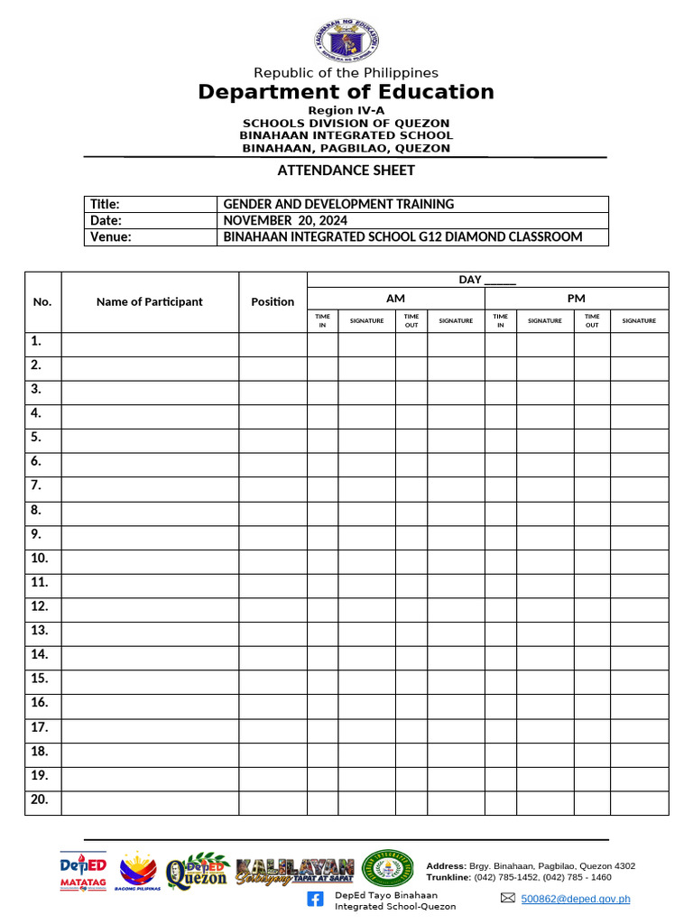 Gad Training Attendance 2024-Revised | PDF | Cuisine | Eating Behaviors ...