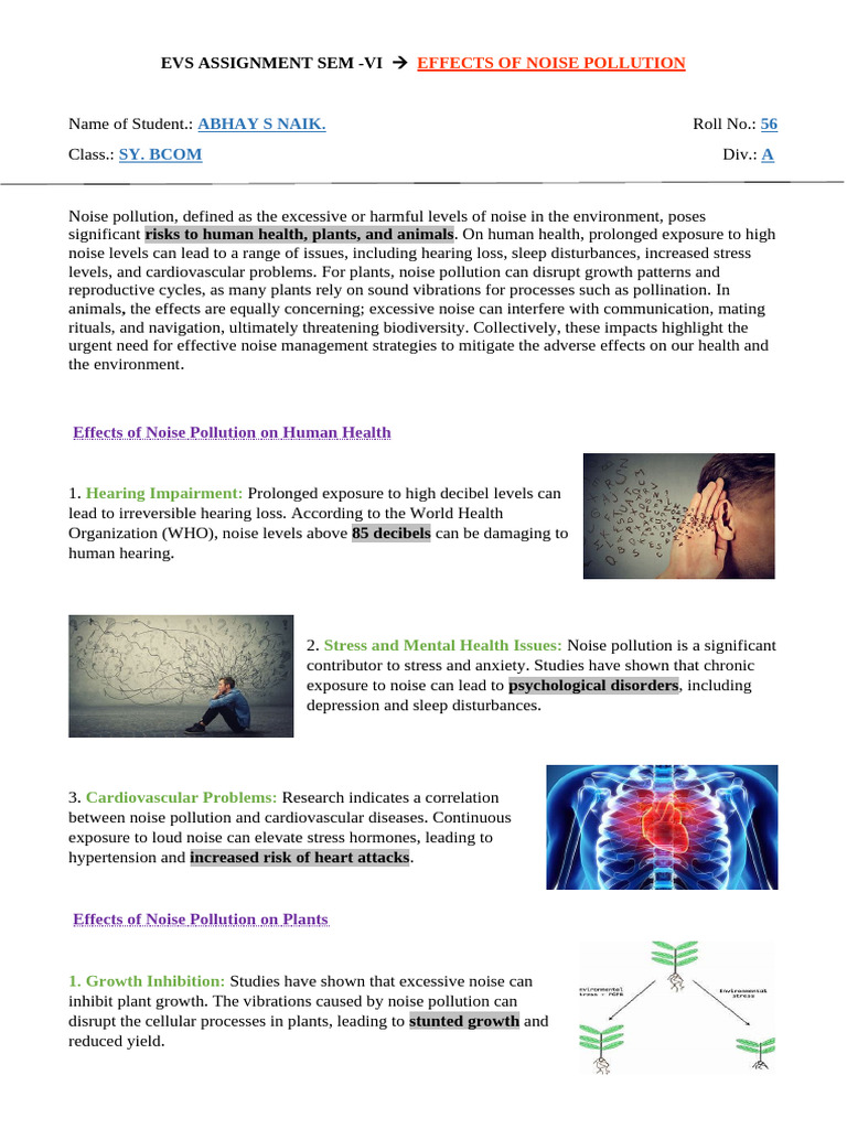 Evs Assign s4 Abhay Naik Rn56 Da Sybcom | PDF | Noise | Pollution