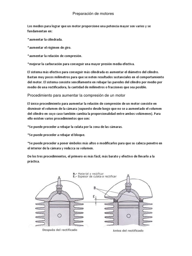 Preparación de Motores para Competición | PDF | Carburador | Pistón