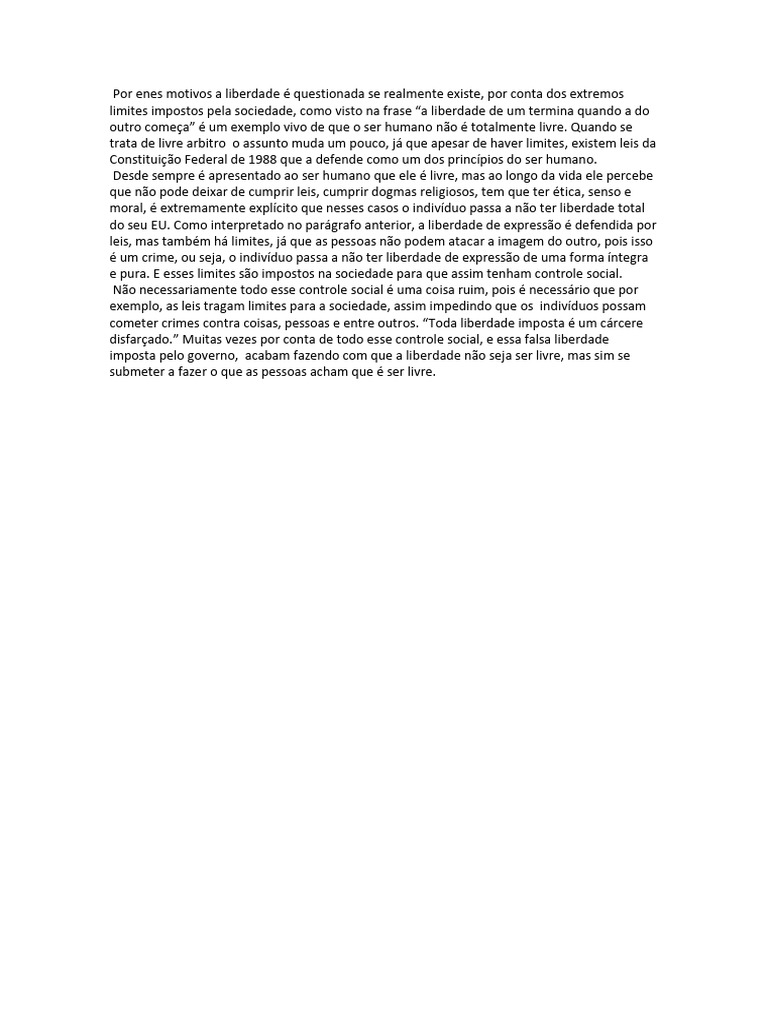 Texto Sobre A Liberdade. | PDF