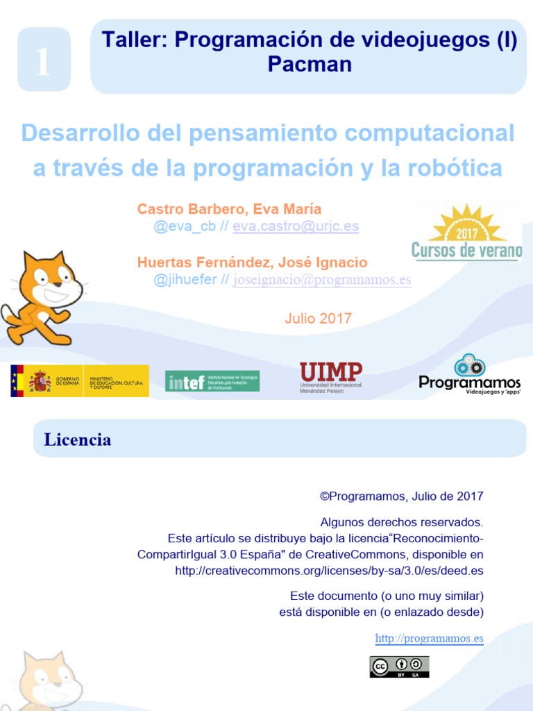 TallerProgramacionvideojuegosI Pacman | PDF | Scratch (lenguaje de programación)