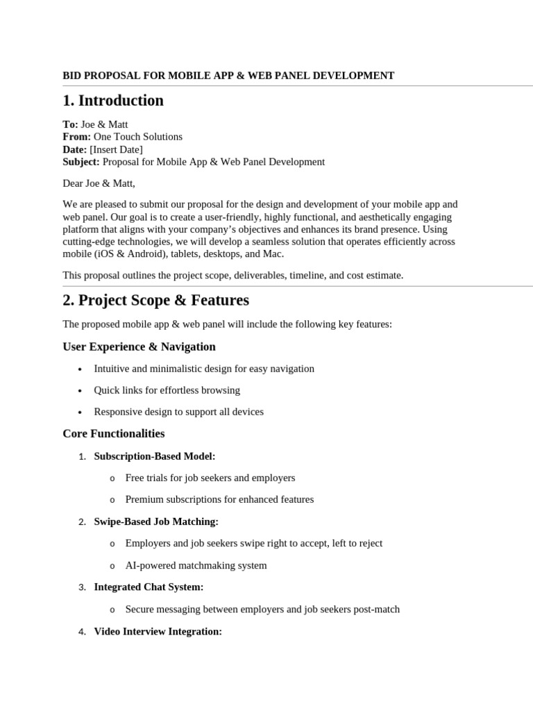 Mobile App & Web Panel Development Proposal | PDF | Mobile App | Software