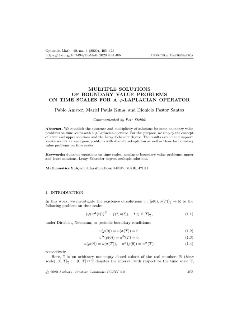 Multiple Solutions for Time Scale BVPs | PDF | Function (Mathematics ...