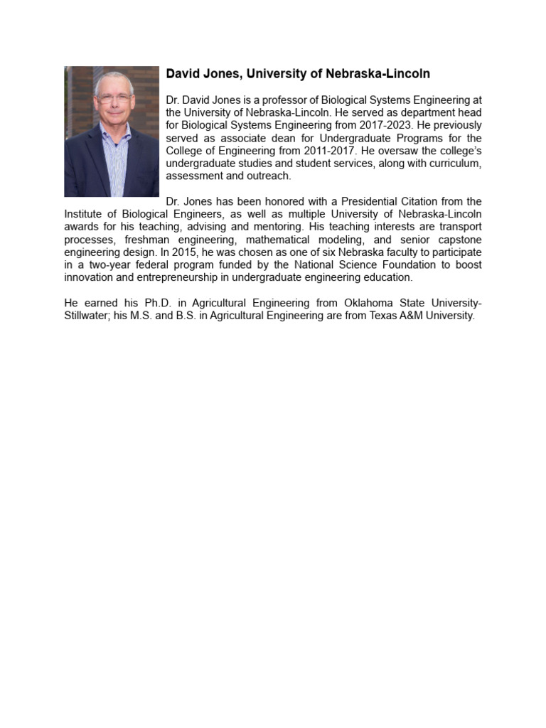 Dr. David Jones: UNL Engineering Expert | PDF