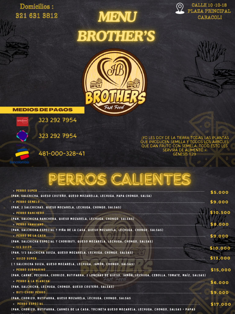 Menu Brothers PDF | PDF | Hamburguesas | filete