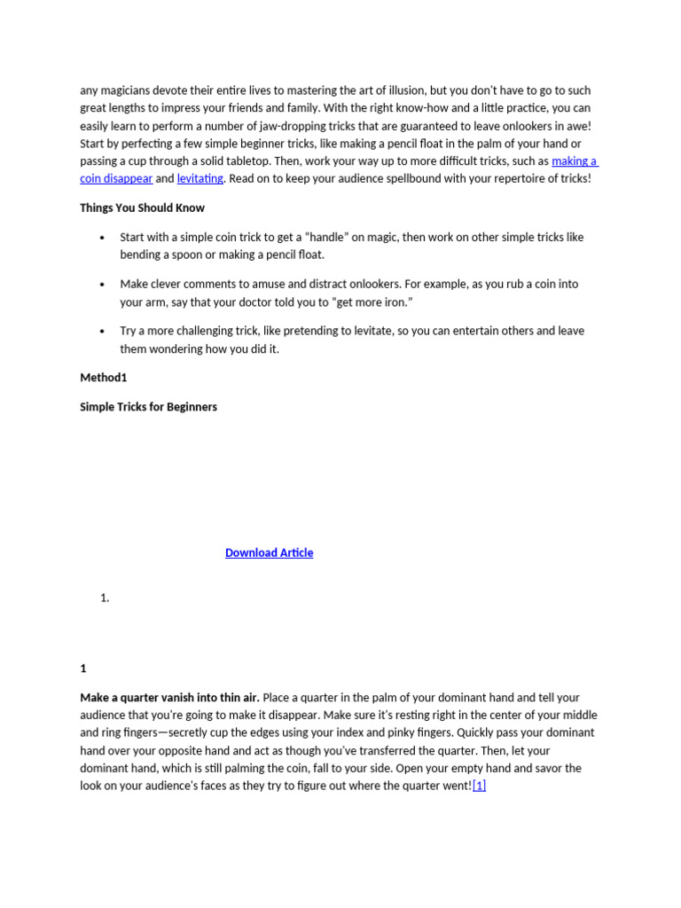 How to make a magic tricks | PDF | Magic (Illusion)