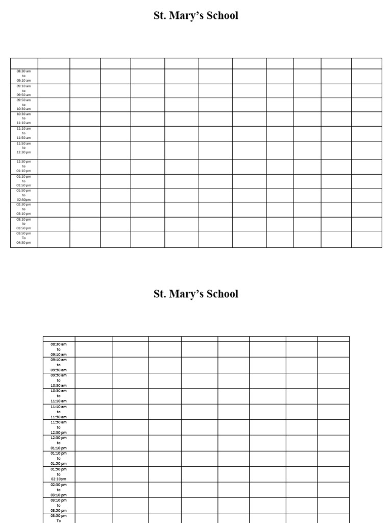 Online Time Table (Class - LKG To VIII) 2024-25-2 | PDF
