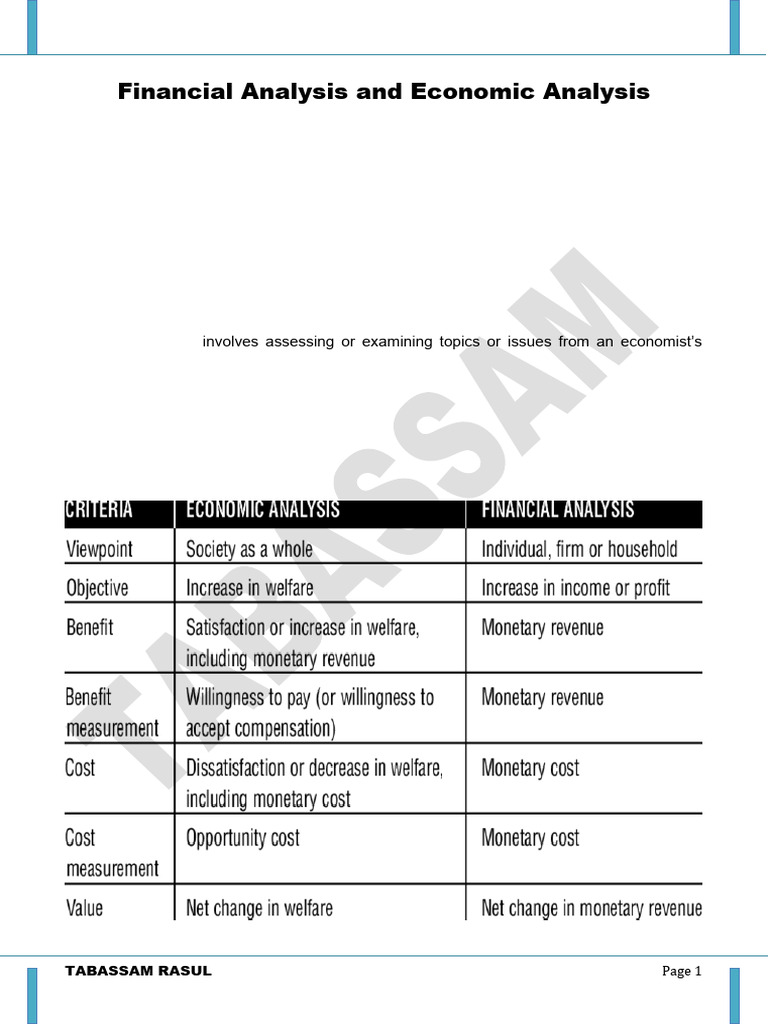 Financial vs Economic Analysis Explained | PDF