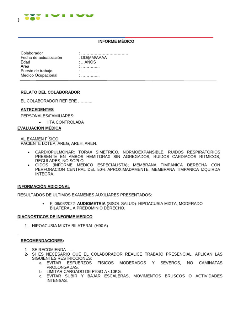 Formato INFORME MÉDICO | PDF