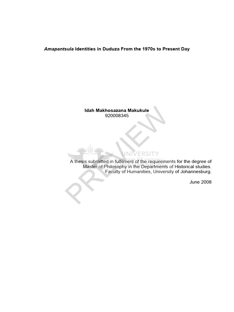 amapantsula identities, makukule 2008 | PDF | Ethnography | Qualitative ...