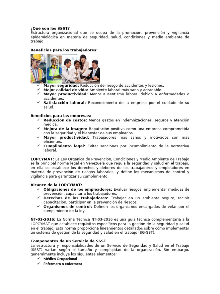 Beneficios y Normativas de SSST en Trabajo | PDF | Valores | Seguridad ...