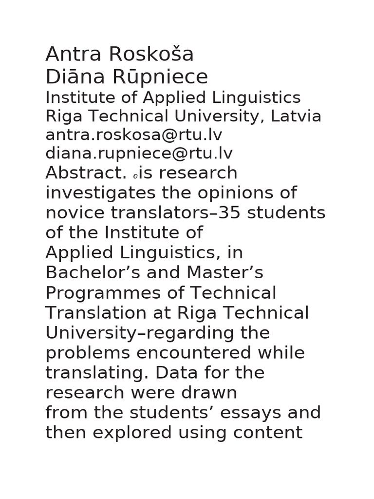 Problems Encountered in the Process of Translation and their Possible Solutions e Point of View ...