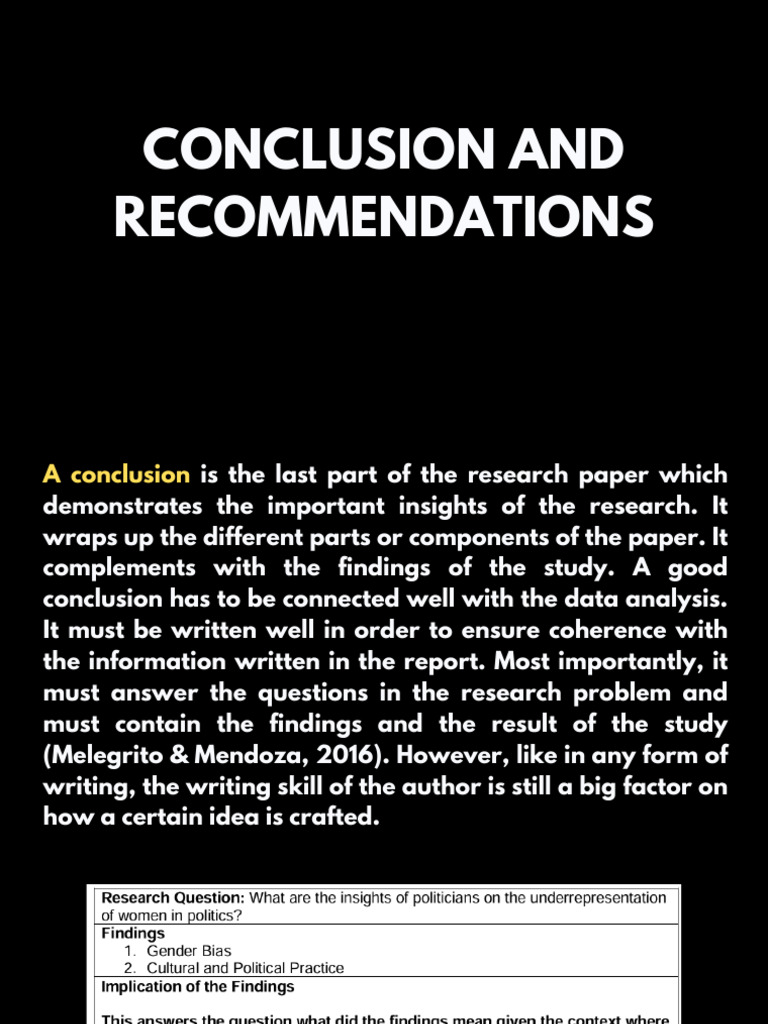 Conclusion Recommendations | PDF