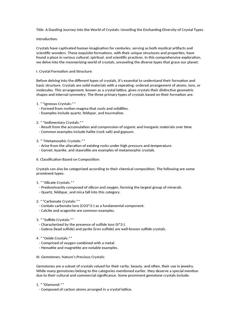 Types of Crystals | PDF | Crystal | Gemstone