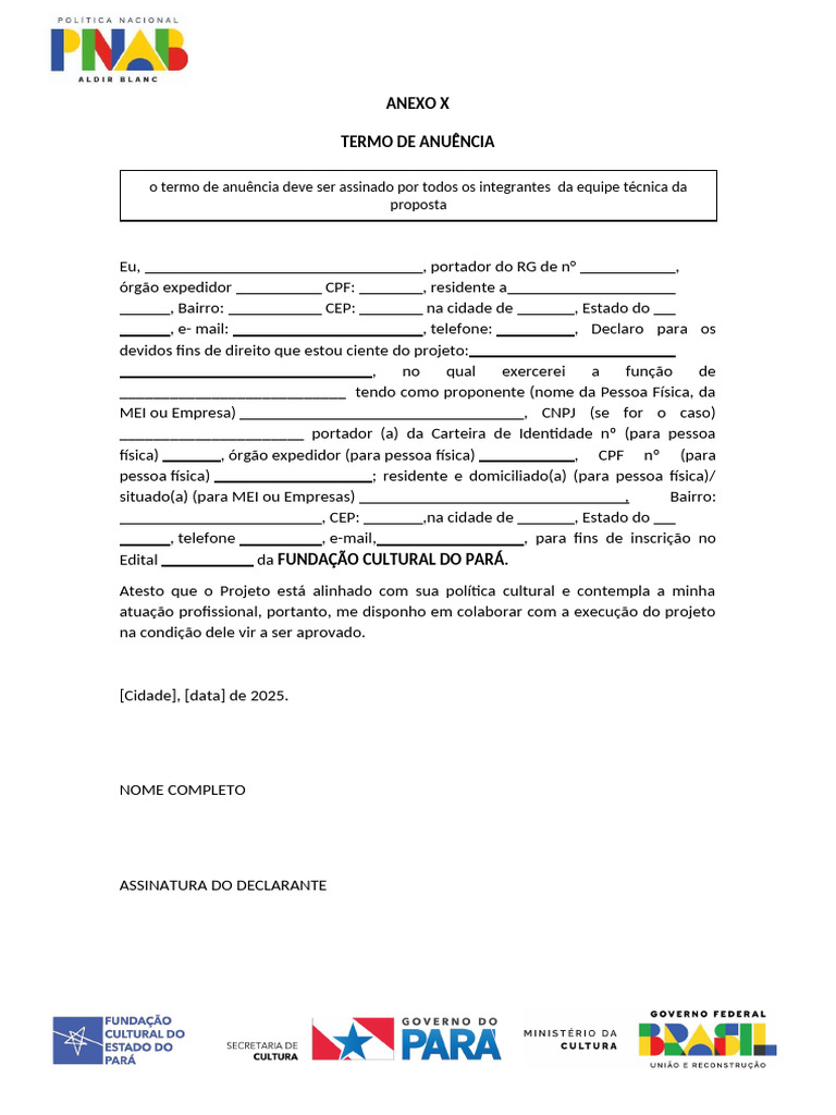 Anexo X Termo de Anue Ncia Criac A o 2 | PDF