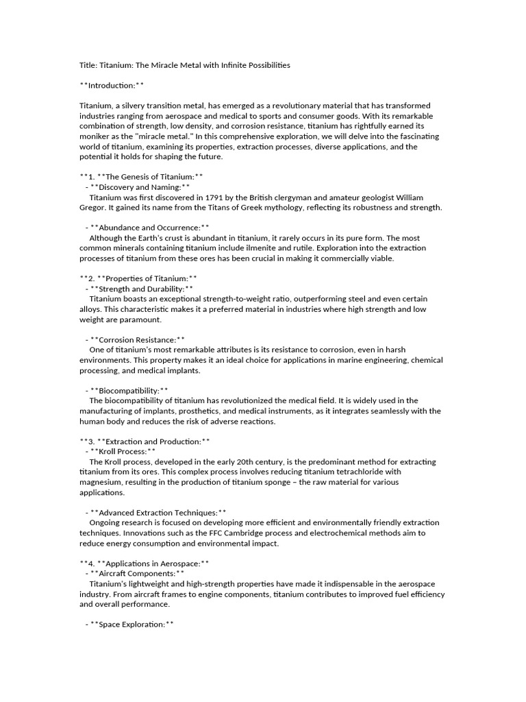 Titanium Element | PDF | Titanium | Metals