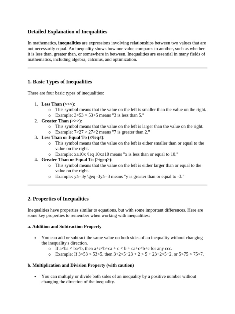 Detailed Explanation of Inequalities | PDF | Inequality (Mathematics ...