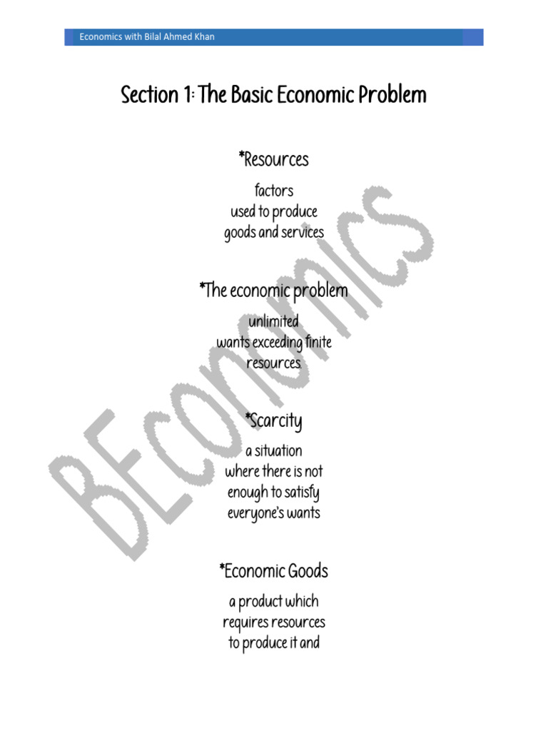 BEconomics - Basic Economics Problem | PDF