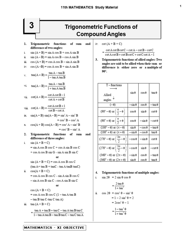 DGT Trigonometric Functions of C Angles | PDF | Trigonometric Functions | Combinatorics