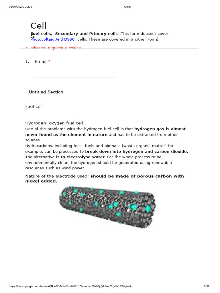 Cells - Google Forms | PDF | Fuel Cell | Anode