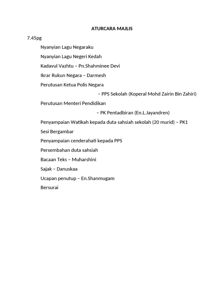 Aturcara Majlis | PDF