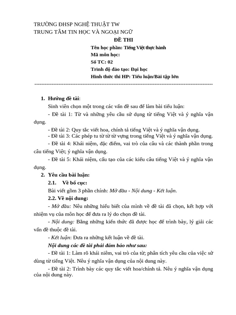 Đề, đáp án TVTH 2024 | PDF