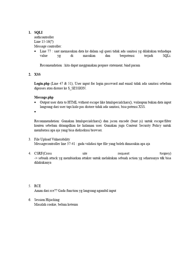 Kelompok 9 - Simplified Tranqsite Laravel Non Secure Code Audit | PDF