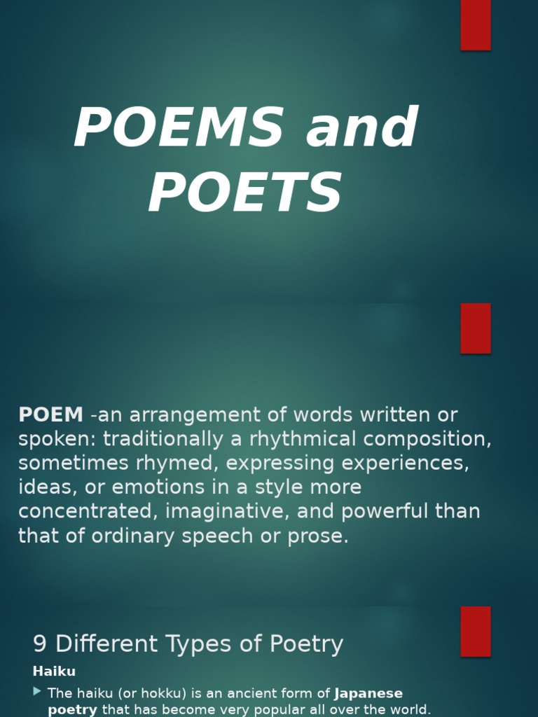 POEMS-Slide (1) | PDF | Poetry | Haiku