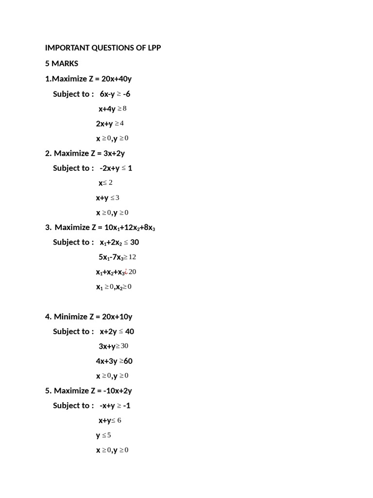 IMPORTANT QUESTIONS OF LPP Chse | PDF