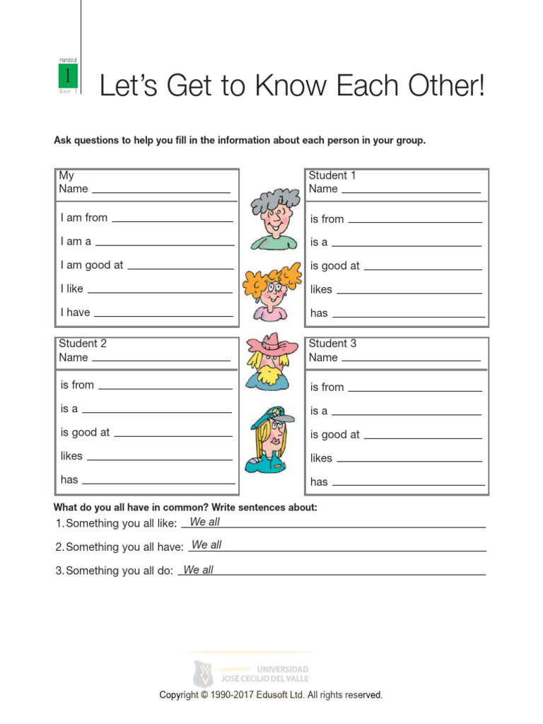 01 Basic II Handout 1 Unit 1 Buying and Selling Lets Get To Know Each Other | PDF