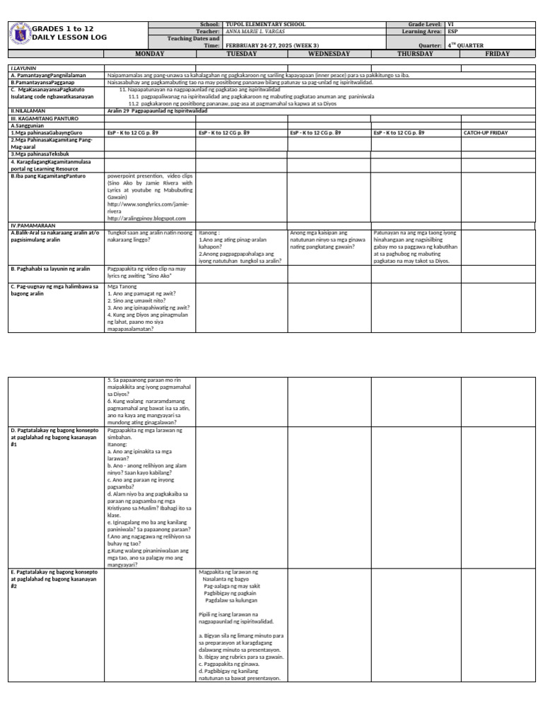 DLL - Esp 6 - Q4 - W3 | PDF