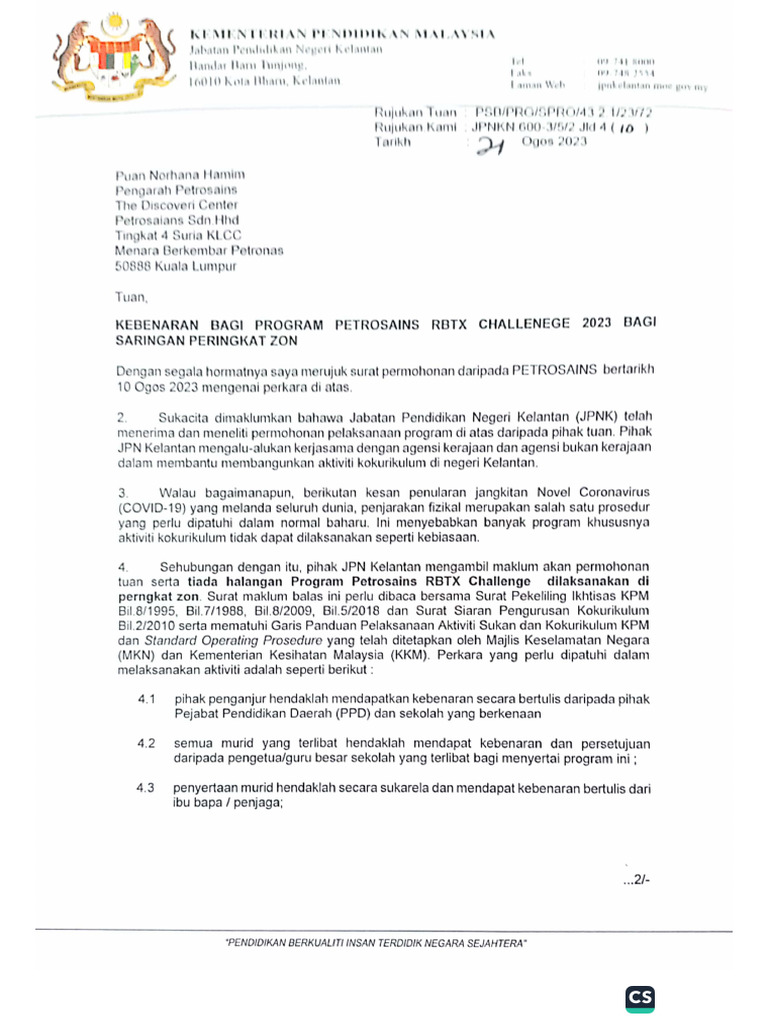Kelantan - Kebenaran Penganjuran Dan Penglibatan Petrosains RBTX ...