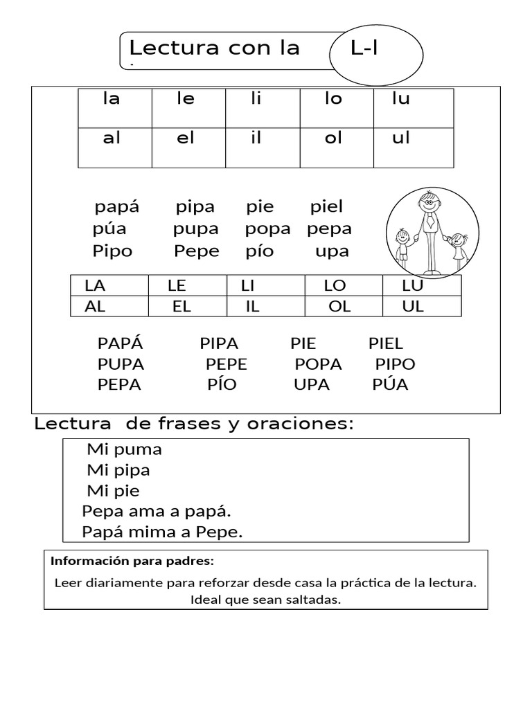 Lectura con la letra L para primer grado | PDF