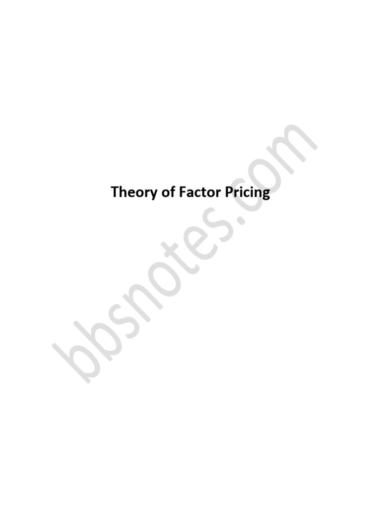 Theory-of-Factor-Pricing | PDF