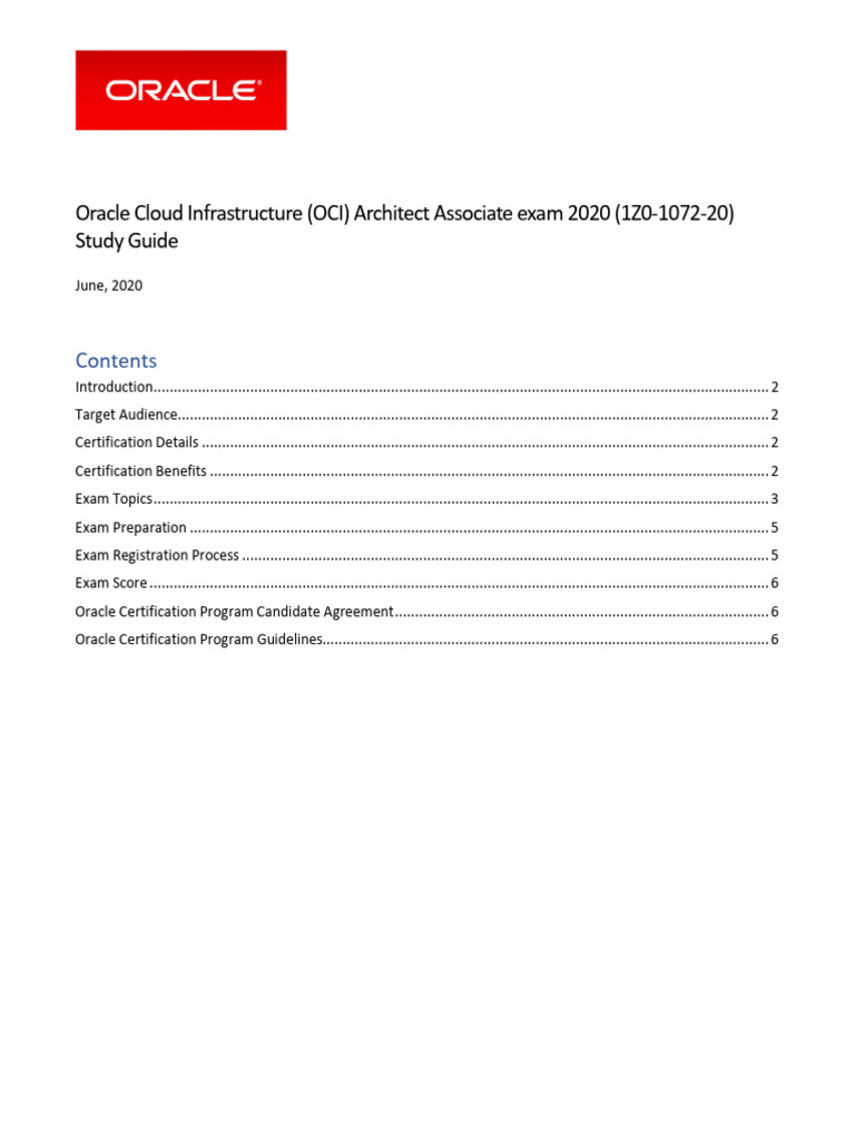 Oci Architect Associate Certification 2020 Study Guide | PDF | Cloud Computing | Databases